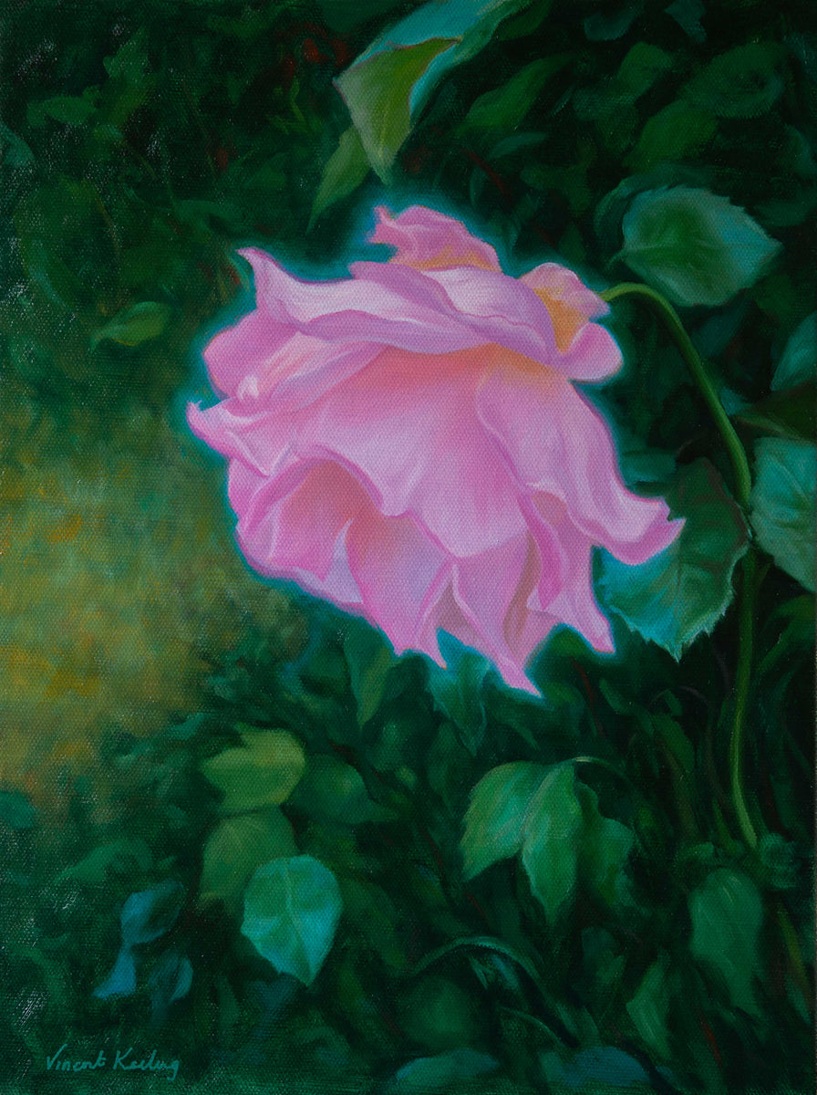 Secret Garden A Pink Rose Painting – Vincent Keeling